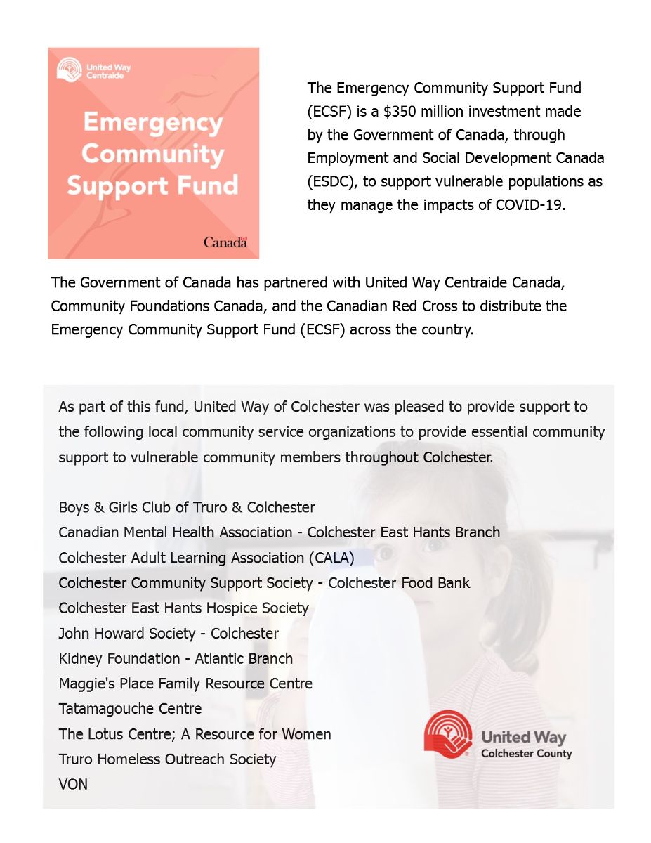 Emergency Community Support Fund: Phase 1 – United Way Colchester County